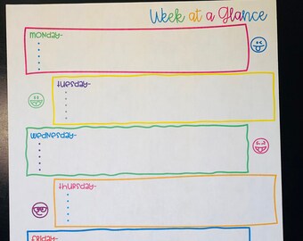 Week at A Glance Printable customizable - Etsy