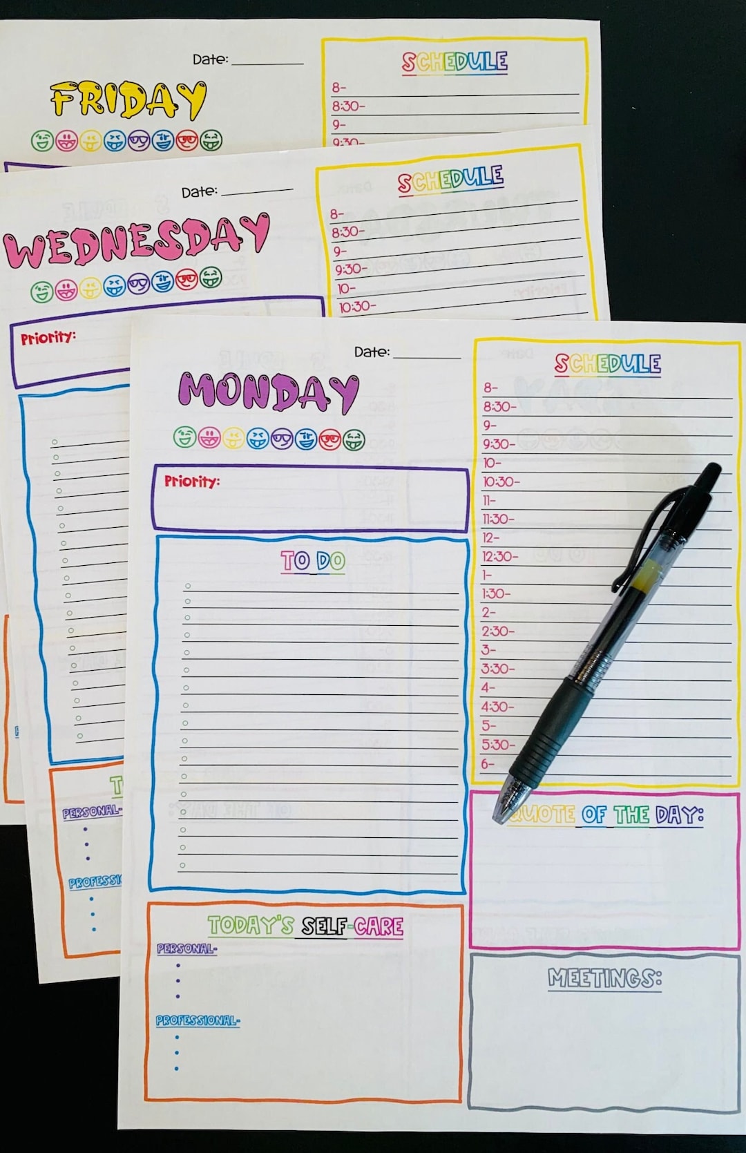 Colorful Planner Pages, Pretty Planner Pages, Digital Print - Etsy