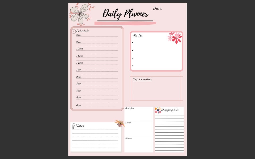 Digital Daily Planner, Printable Planner - Etsy