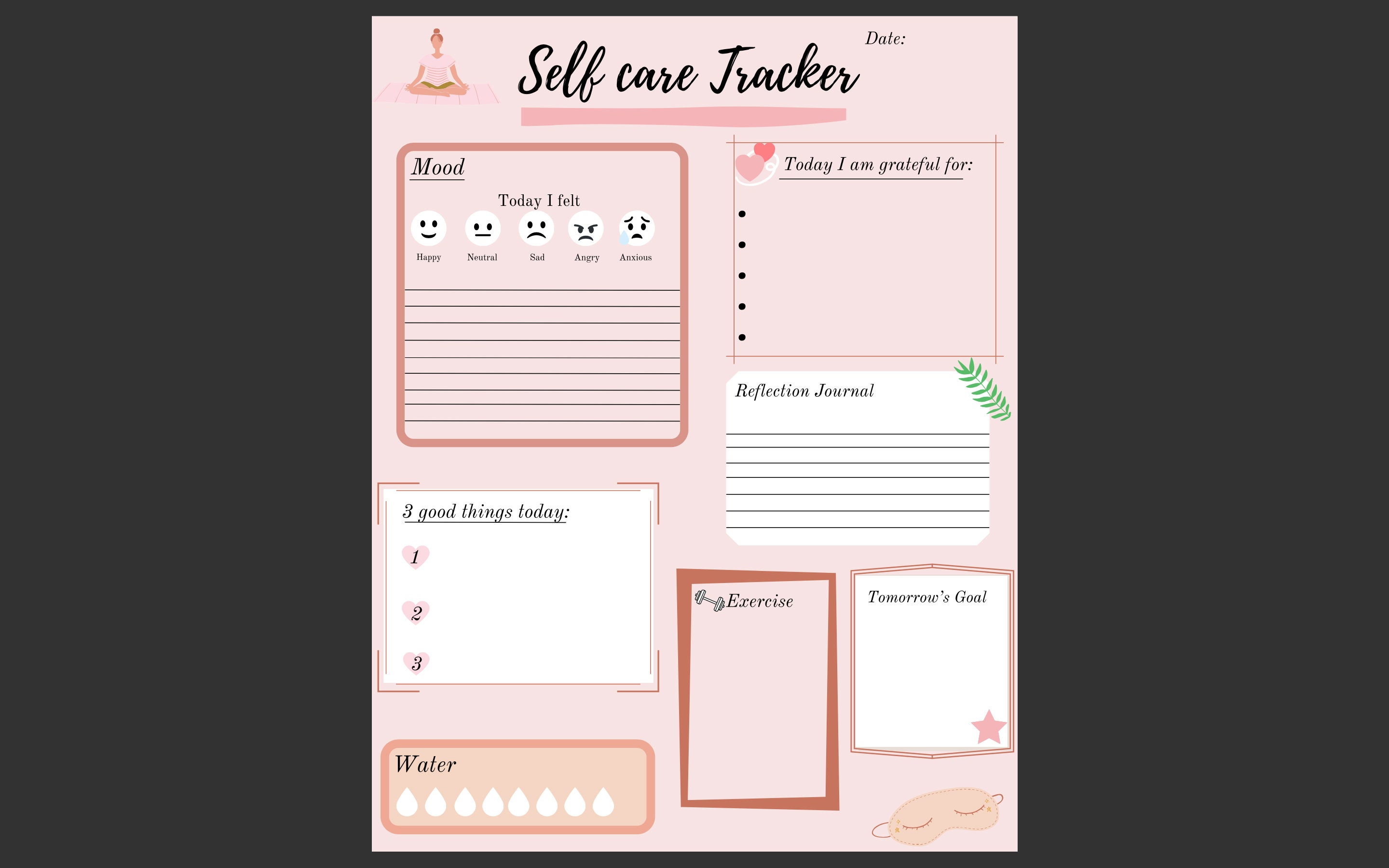 Printable Digital Self Care Tracker/self Care Daily Check In - Etsy