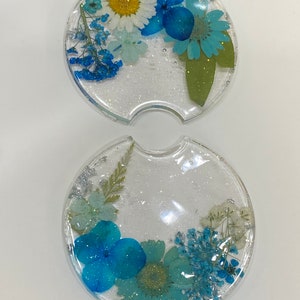Pressed Flower Car Coasters, Set of 2, Floral Car Coasters, Car ...