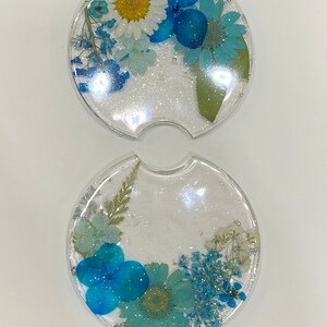 Pressed Flower Car Coasters, Set of 2, Floral Car Coasters, Car ...