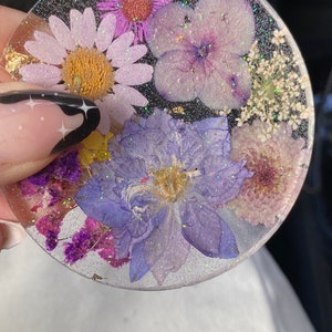 Pressed Flower Car Coasters, Set of 2, Floral Car Coasters, Car ...