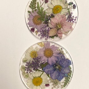 Pressed Flower Car Coasters, Set of 2, Floral Car Coasters, Car ...