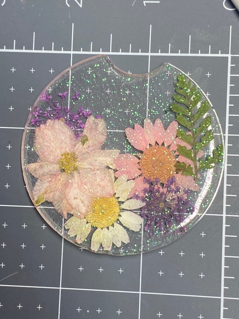 Pressed Flower Car Coasters Set of 2 Floral Car Coasters - Etsy