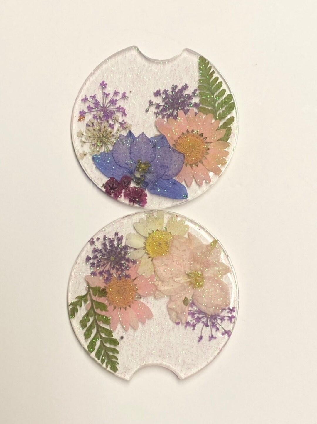 Pressed Flower Car Coasters Set of 2 Floral Car Coasters - Etsy