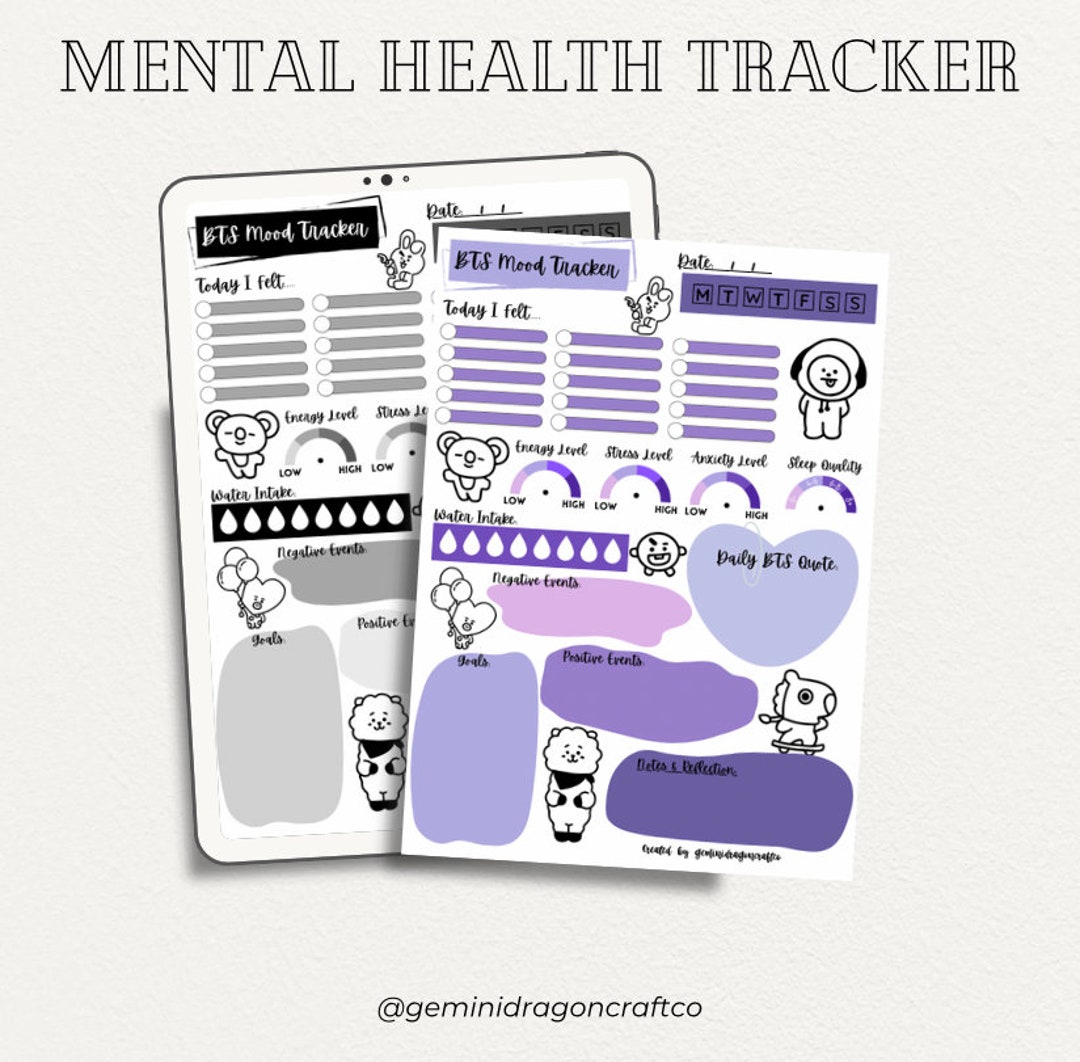 BT21 Mood Tracker, BTS Mood Tracker Printable, Mental Health Printable ...