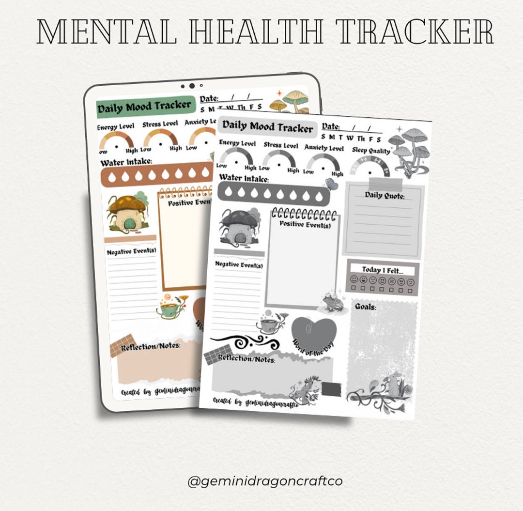 Daily Mental Health Tracker, Mood Tracker Printable, Mood Journal ...