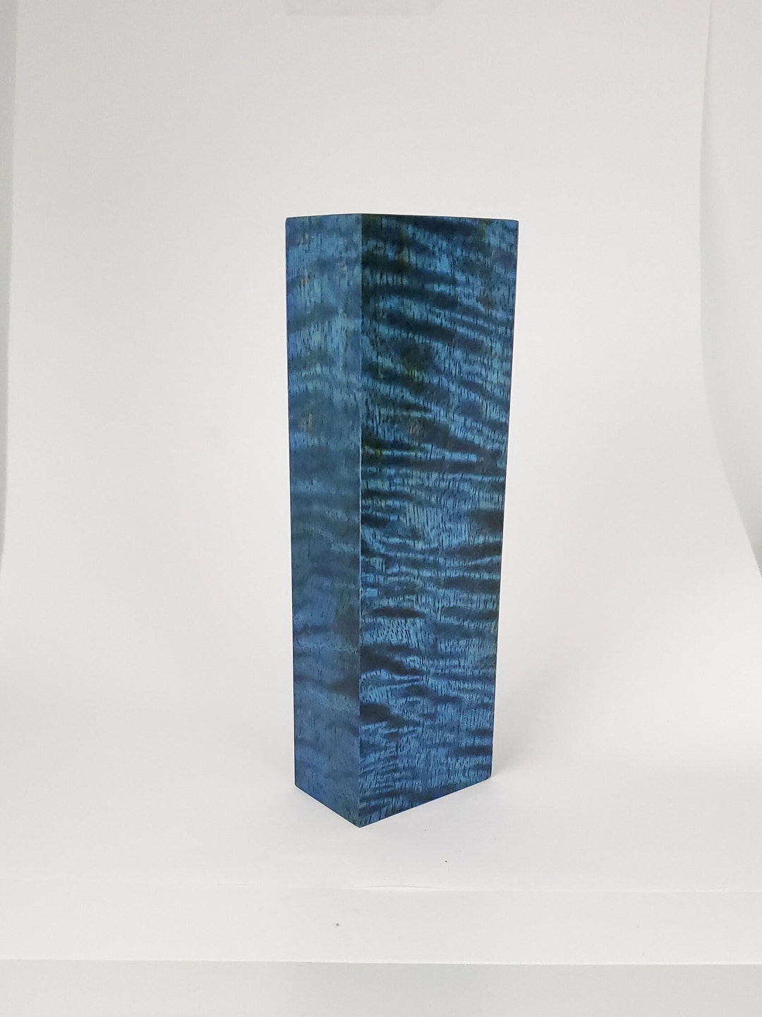 Blue Stabilized Curly Mango Block Knife Handle Material Pen Turning ...