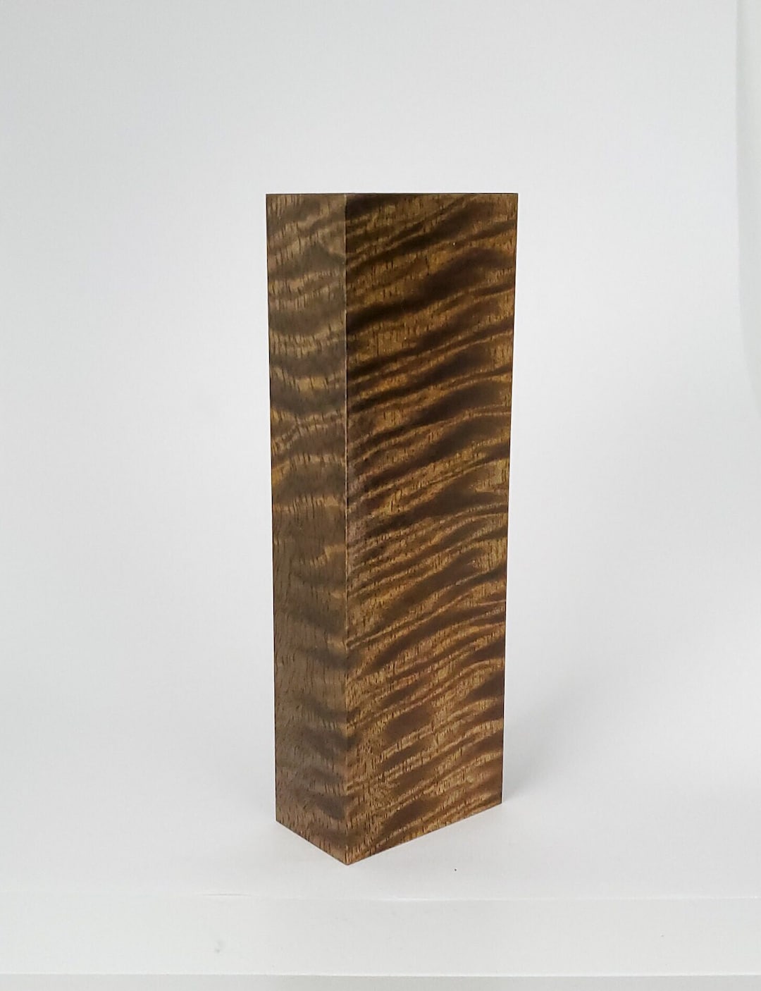 Brown Stabilized Curly Mango Block Knife Handle Material Pen Turning ...