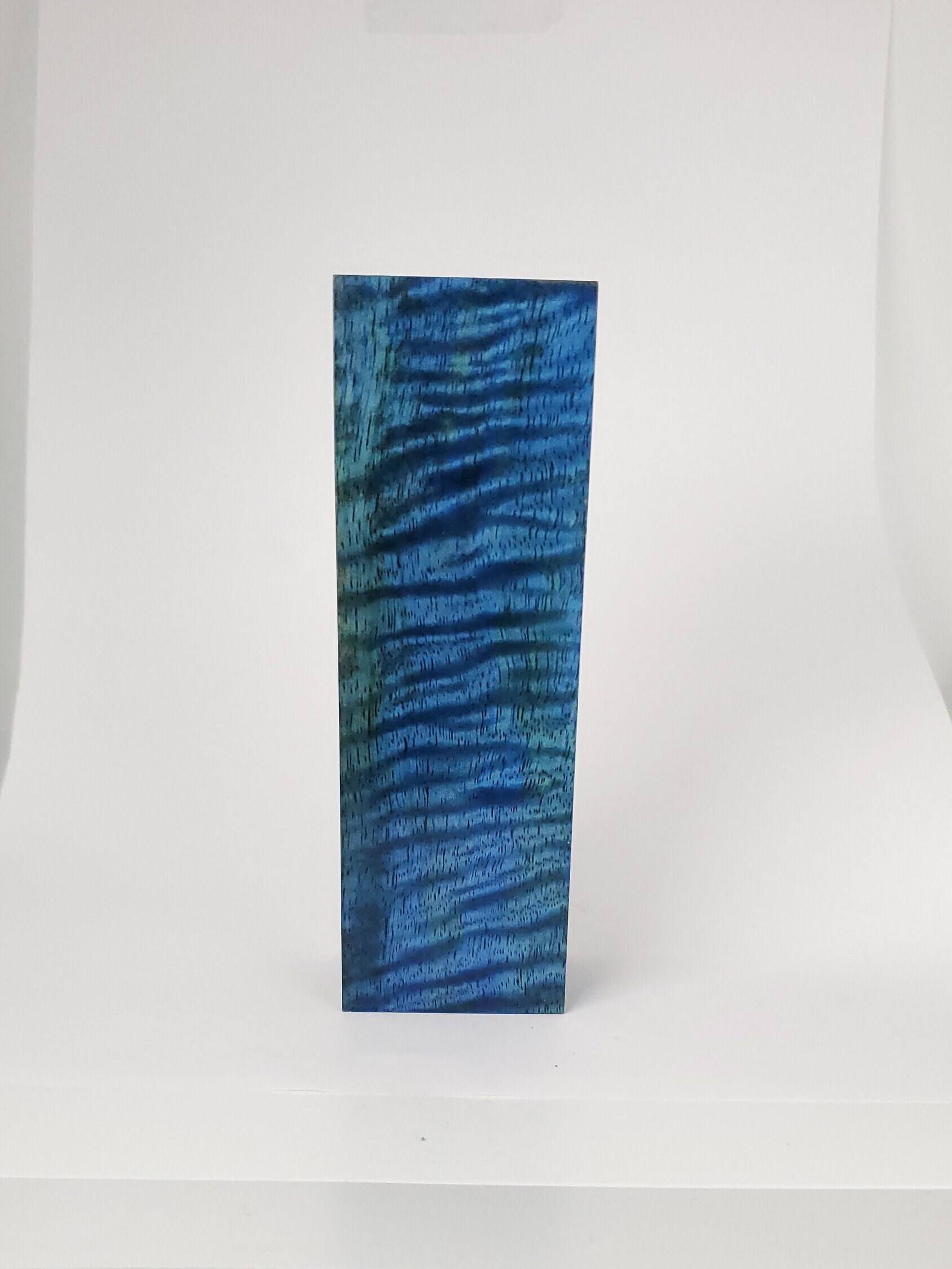 Blue Stabilized Curly Mango Block Knife Handle Material Pen Turning ...