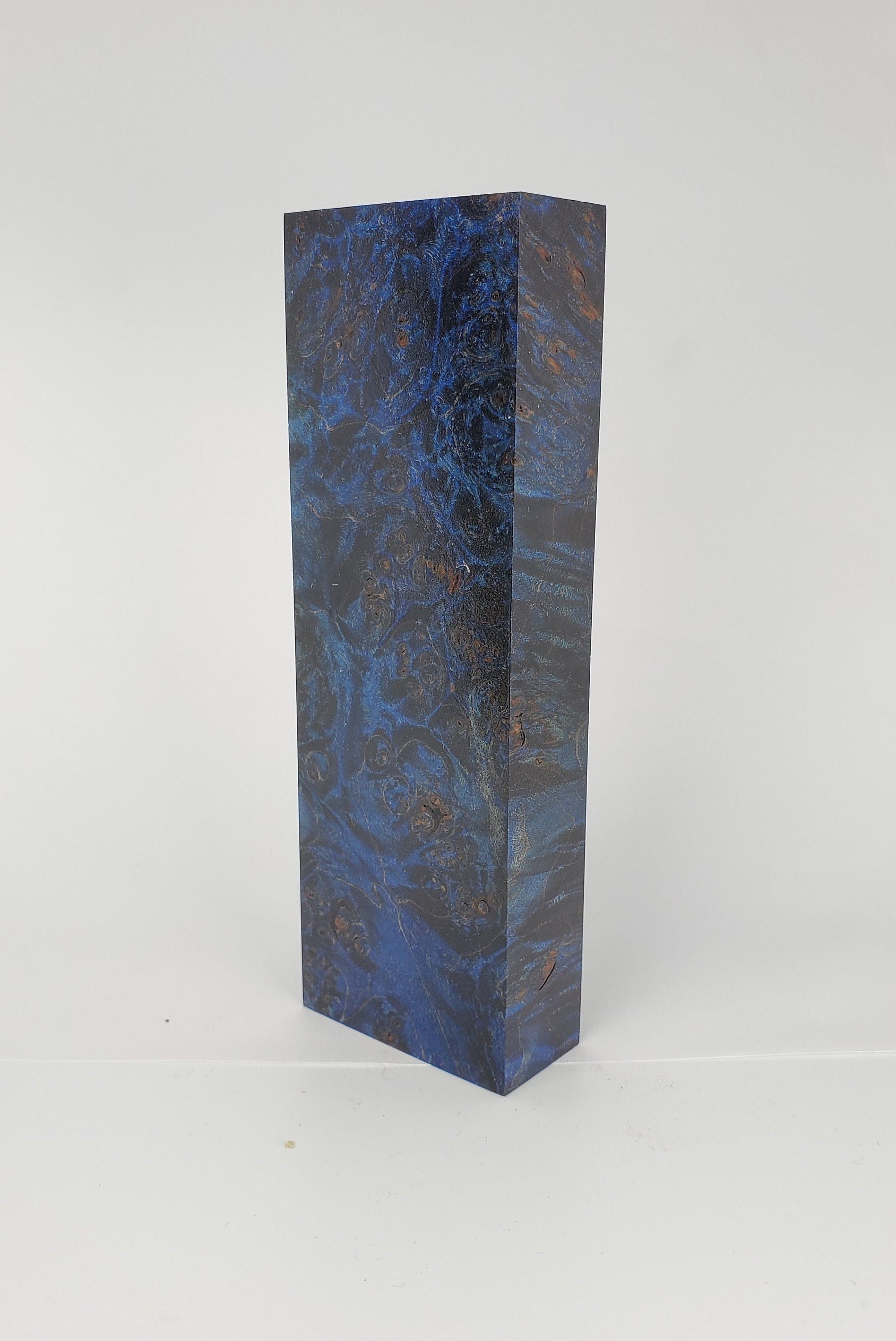 Blue Stabilized Maple Burl Block Knife Scales Figured Wood Pen Turning ...