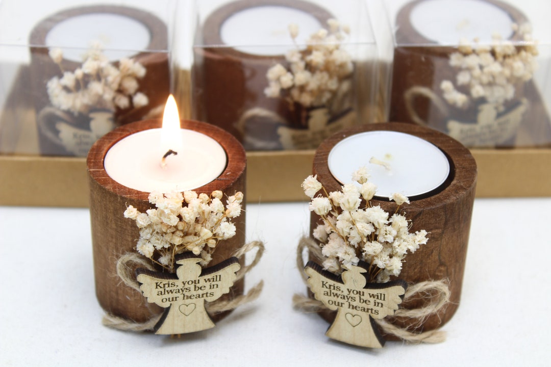 Bulk Personalized Funeral Favors Candles With Tag Memorial Favors ...