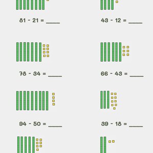 2 Digit Addition and Subtraction Practice Bundle, Using Base Ten Blocks ...