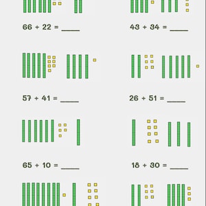 2 Digit Addition and Subtraction Practice Bundle Using Base Ten Blocks ...