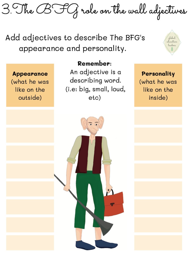 Novel Study - the BFG by Roald Dahl - Activity Pack - Etsy