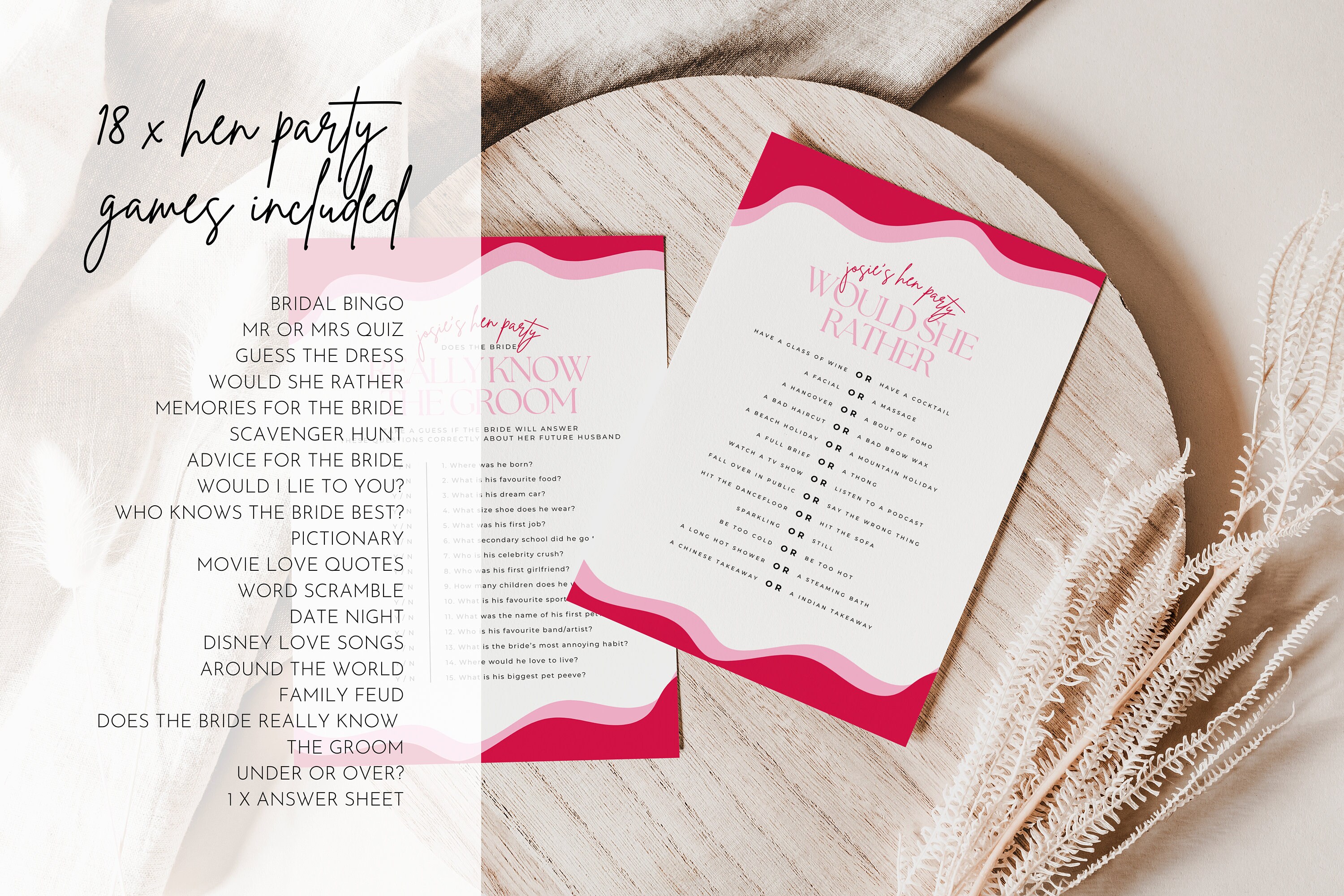 18 X Hen Party Games Bundle | Bridal Shower Activities | Bachelorette ...