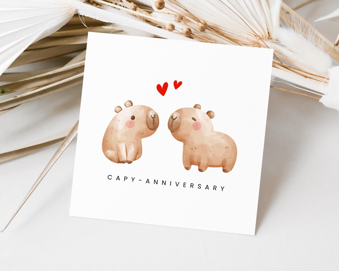 Cute Capybara Anniversary Card, Happy Wedding Anniversary Card, Husband ...