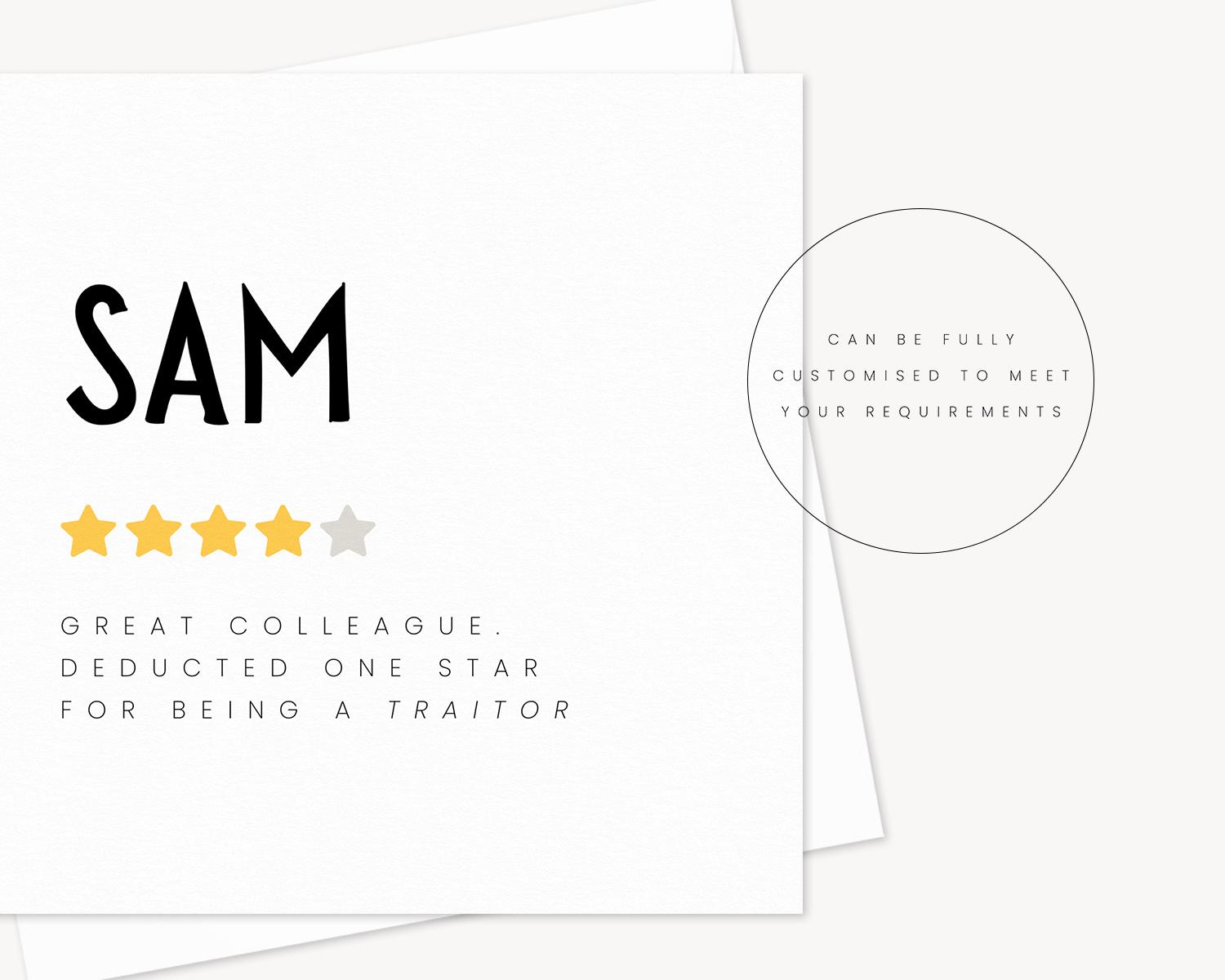 Personalised New Job Card | Congratulations You're Leaving | Traitor ...