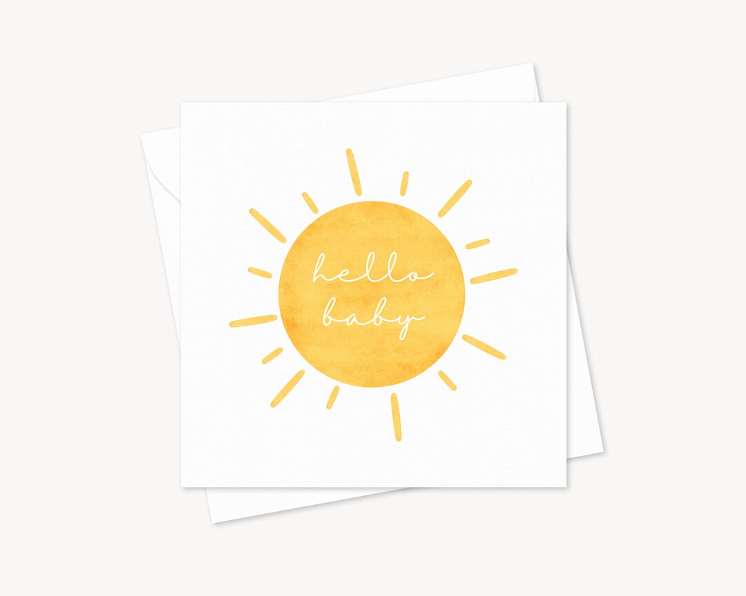 Hello Baby Card | New Baby Sun Card | Sunshine | Baby Girl | Baby Boy ...