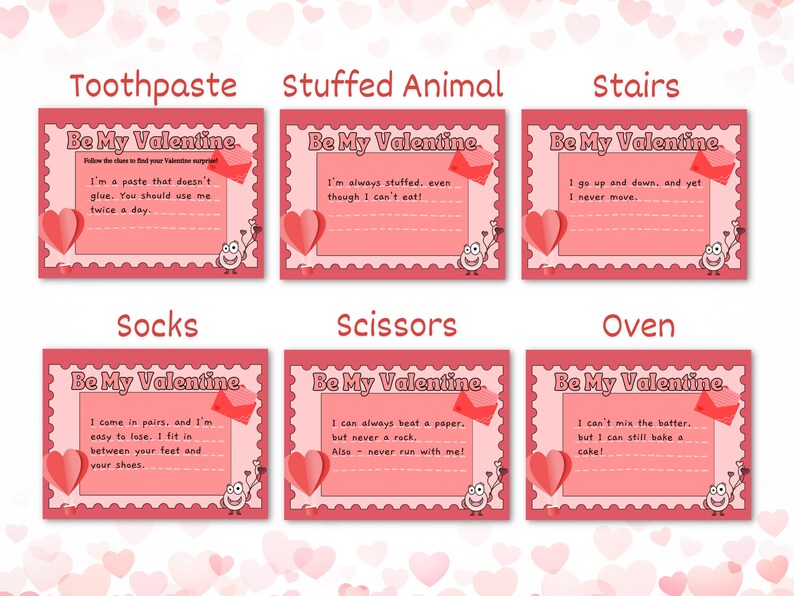 Valentine's Day Treasure Hunt Printable, Hard Scavenger Hunt ...