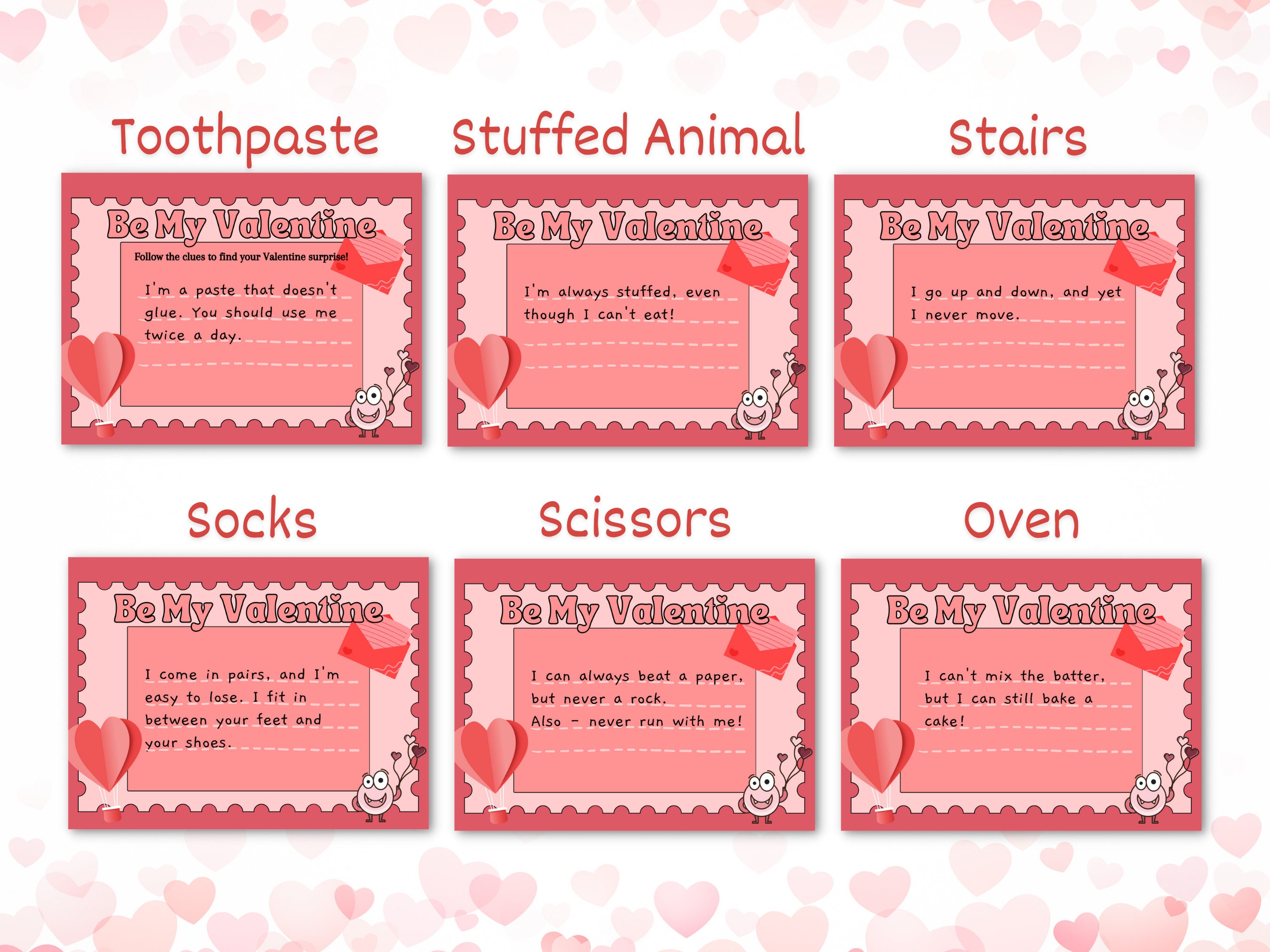 Valentine's Day Treasure Hunt Printable, Hard Scavenger Hunt ...