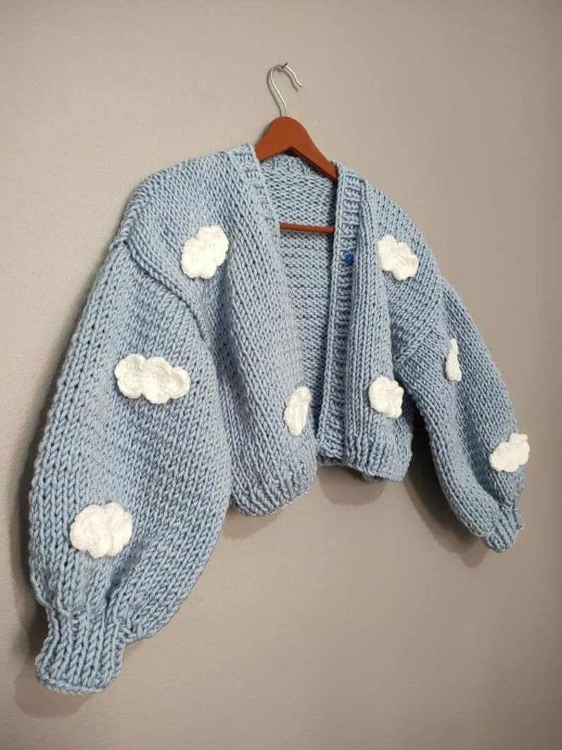 Cloudy Cardigan - Cloud Sweater - Cloudy Pullover & Cloud Knitted Crop ...