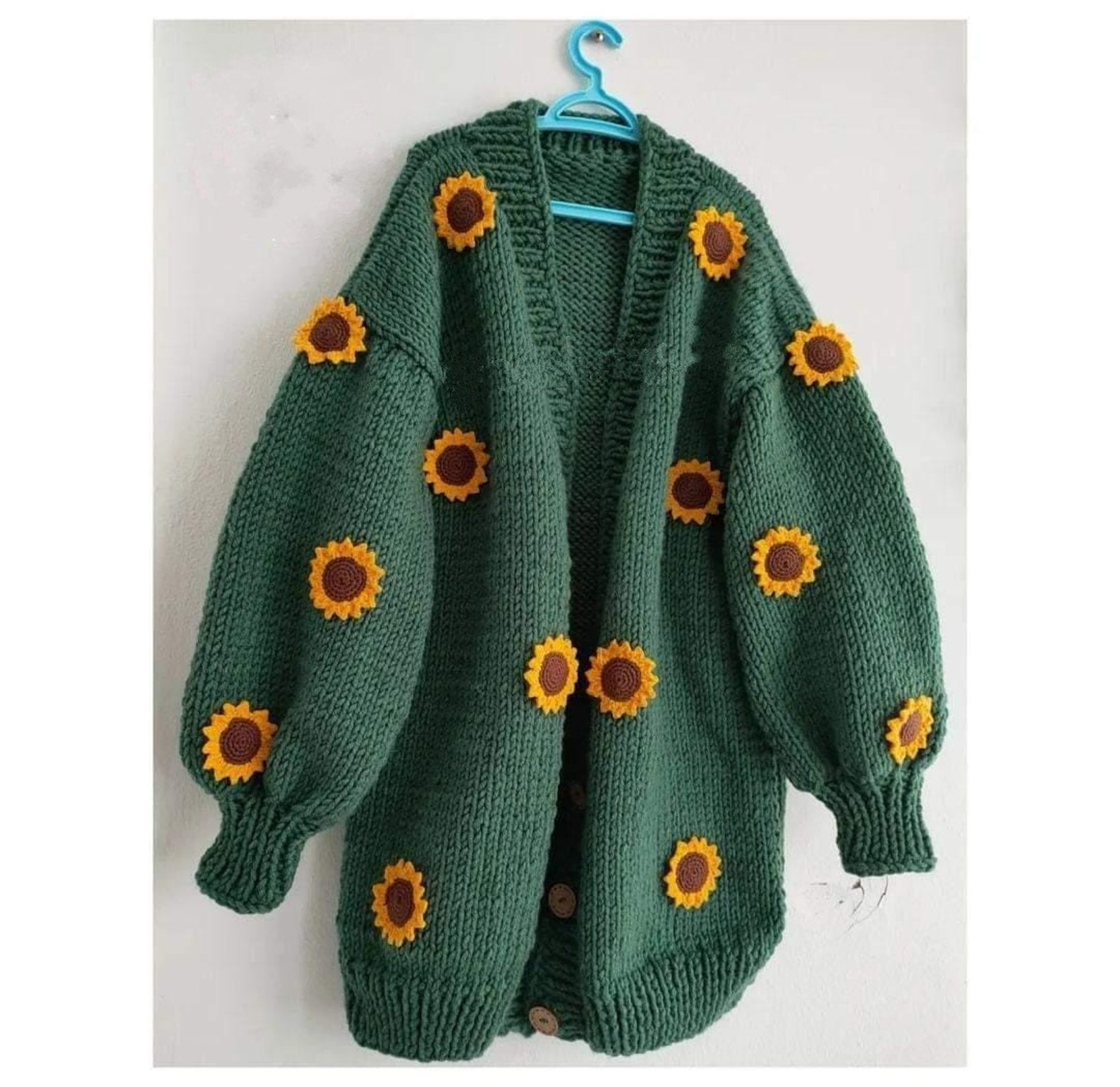 Cardigan&sweater -sunflower Cardigan -sunflower Knitted Clothes Crop ...