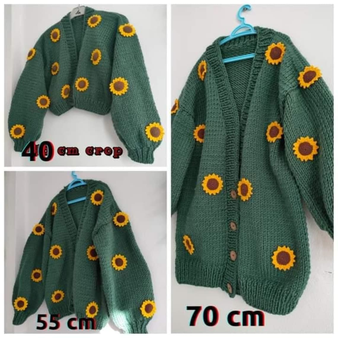 Cardigan&sweater -sunflower Cardigan -sunflower Knitted Clothes Crop ...