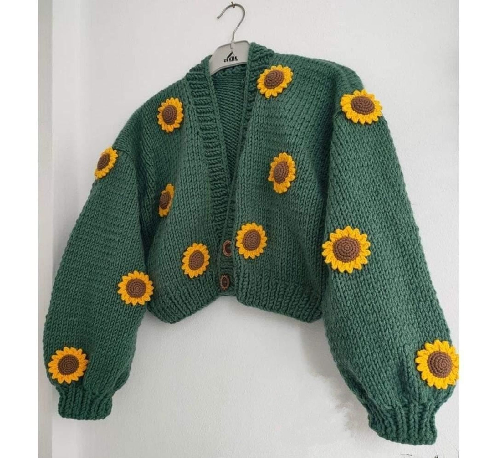 Cardigan&sweater -sunflower Cardigan -sunflower Knitted Clothes Crop ...