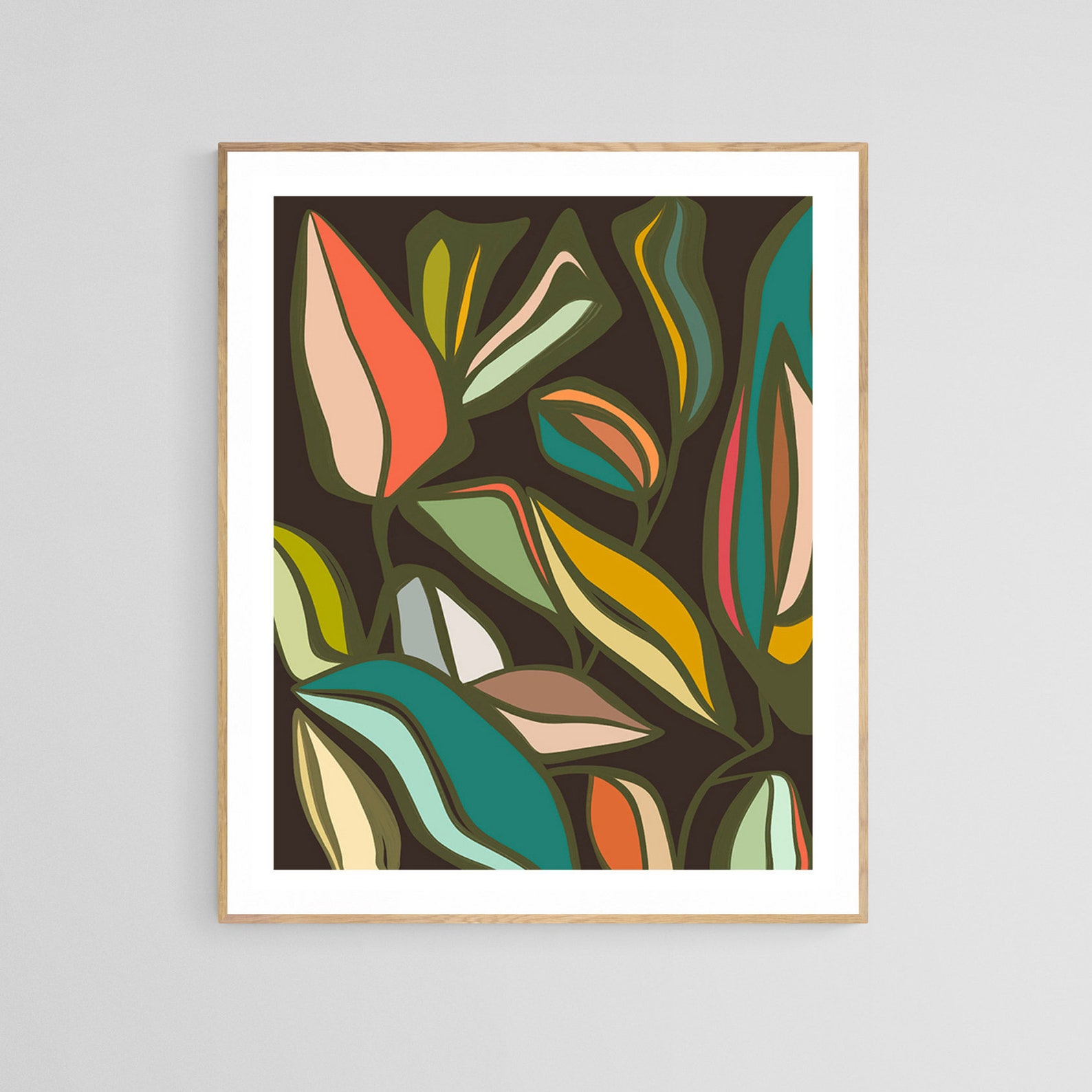 Rainbow Leaf Art Print, Floral Art, Leaf Print, Ficus Leaf Print ...