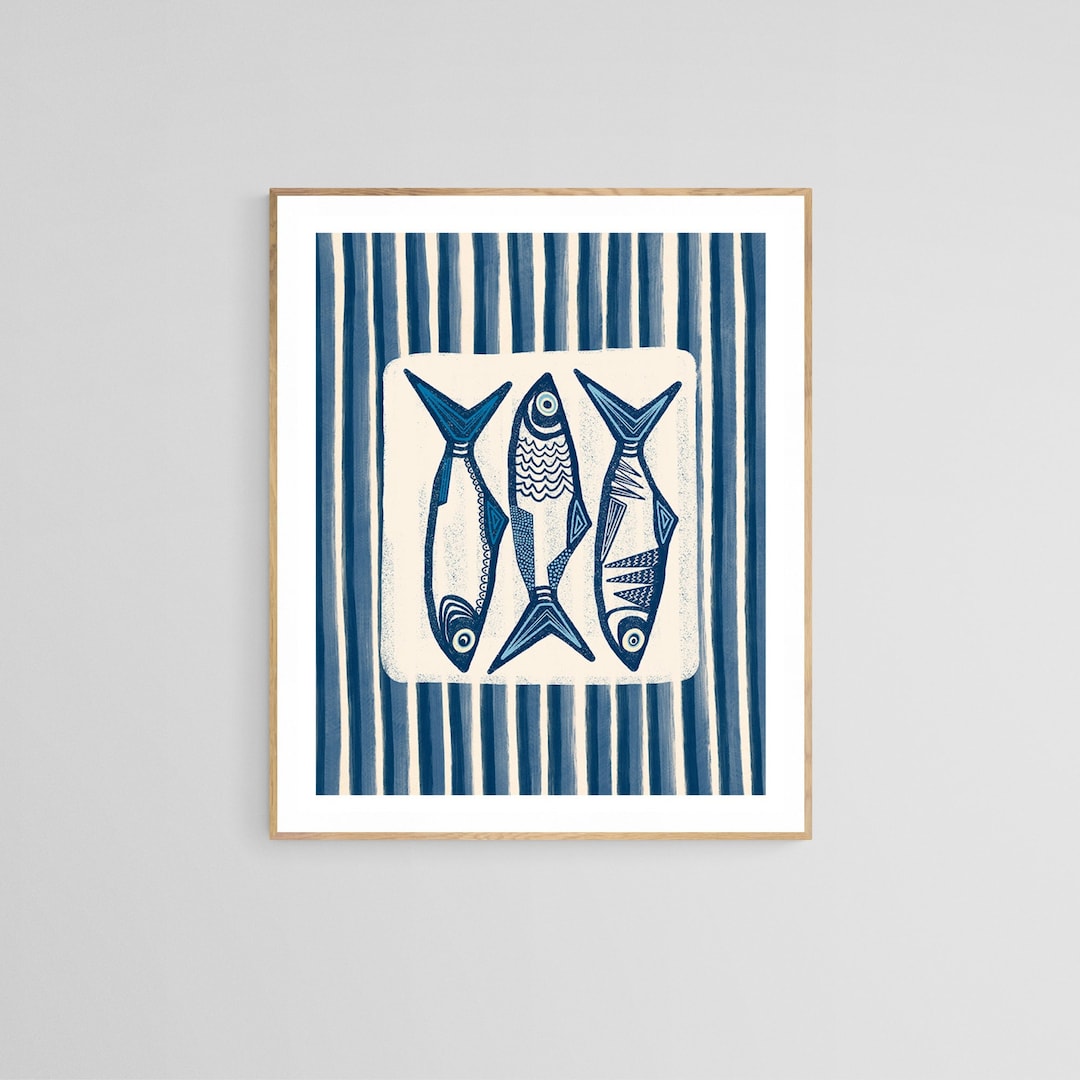Sardine Art Print, Sardine Wall Art, Fish Art Print, Fish Decor ...