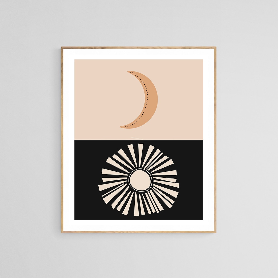 Sun and Moon Art Print Sunshine Art Print Retro Art Print - Etsy
