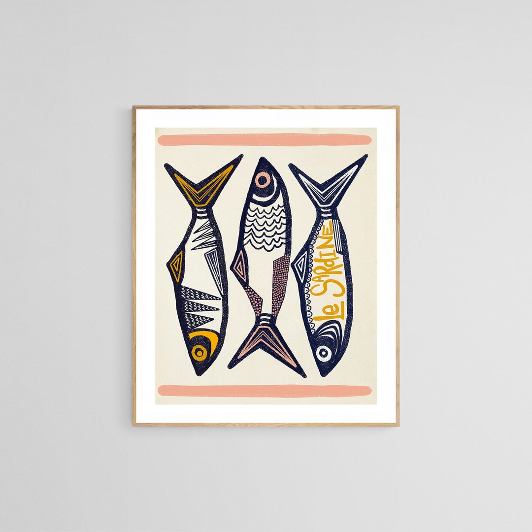 Sardine Art Print, Sardine Wall Art, Fish Art Print, Fish Decor ...