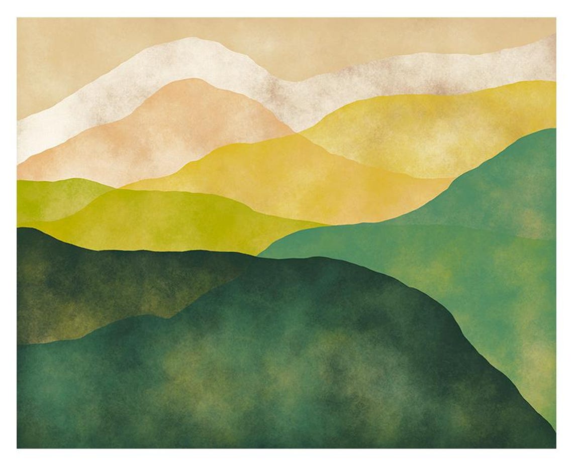 Mountain Art Print, Abstract Art Print, Modern Art Print, Watercolor ...