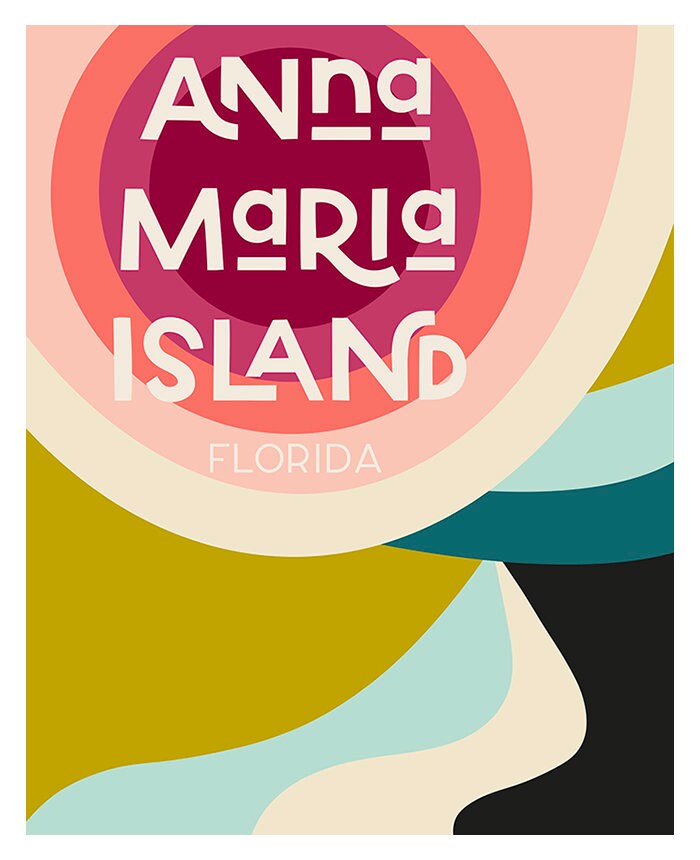 Anna Maria Island Art Print, Florida Art, Anna Maria Decor, Retro Boho ...