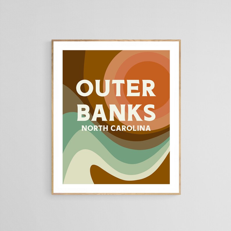 Outer Banks Print, OBX Print, North Carolina Art, Retro Boho Print ...