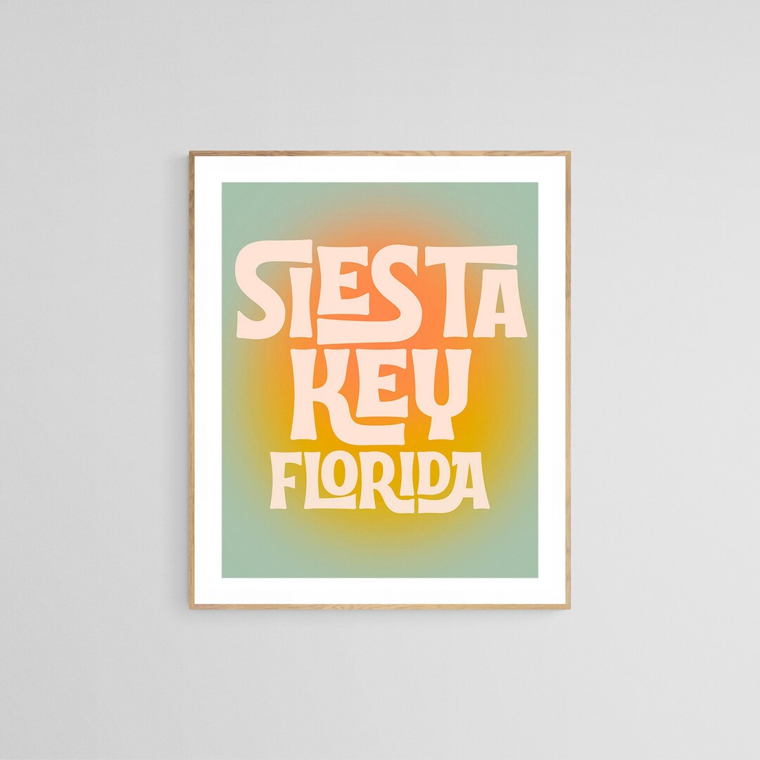 Siesta Key Art Print, Florida Art, Gulf Coast Art, Retro Boho Art Print ...