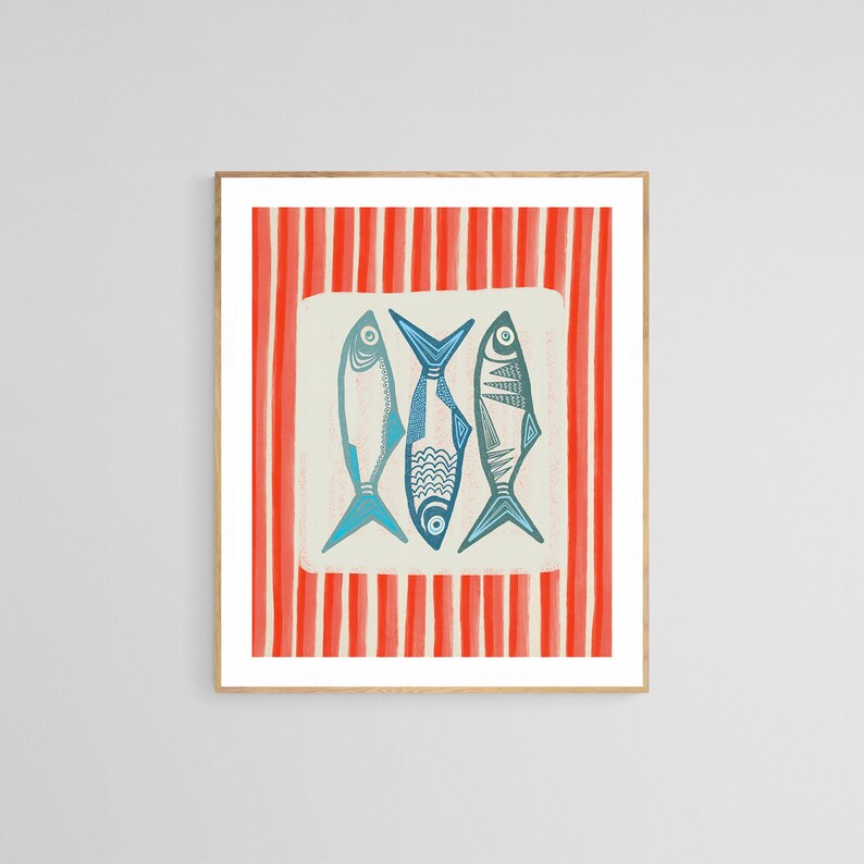 Sardine Art Print, Sardine Wall Art, Fish Art Print, Fish Decor ...