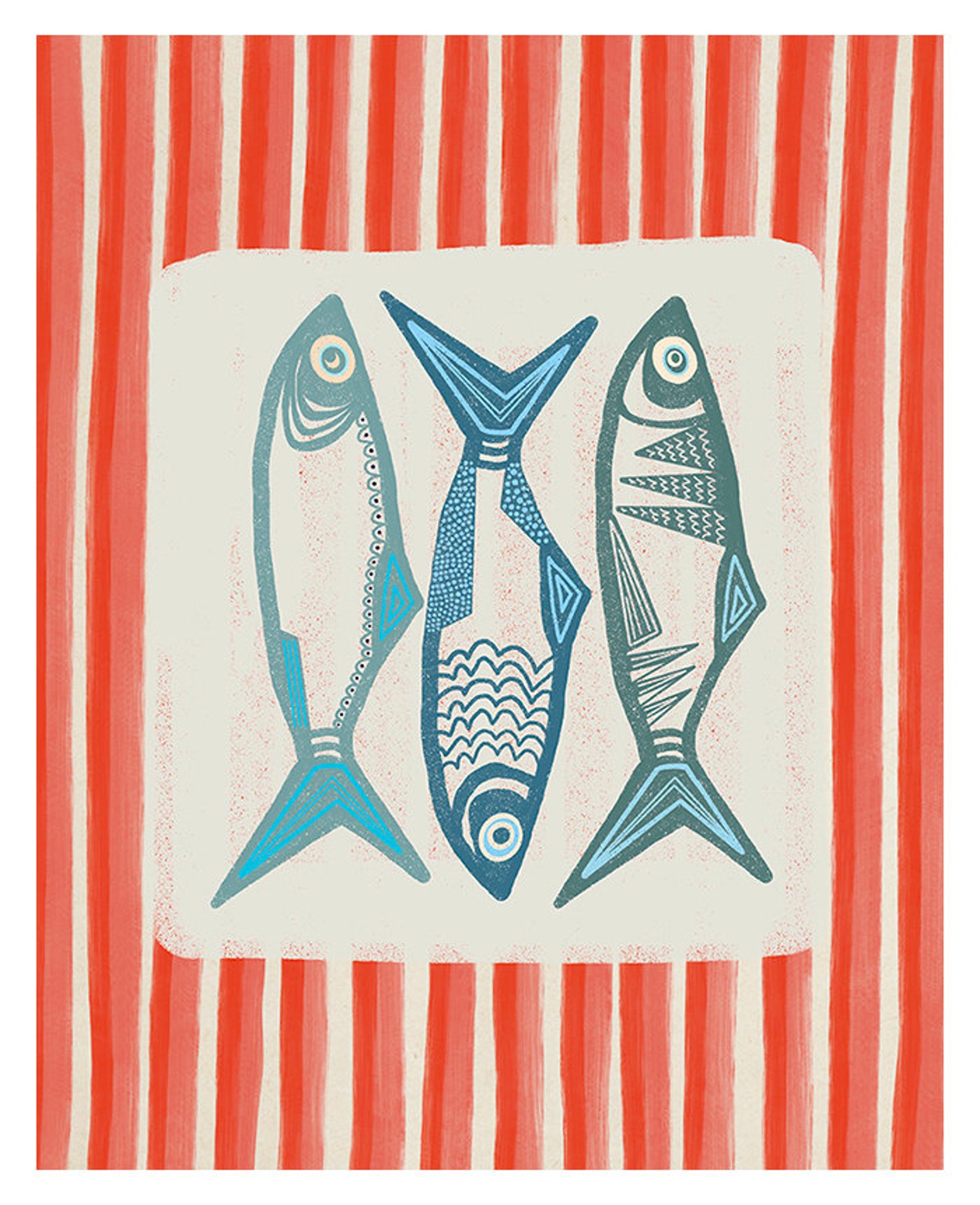 Sardine Art Print, Sardine Wall Art, Fish Art Print, Fish Decor ...
