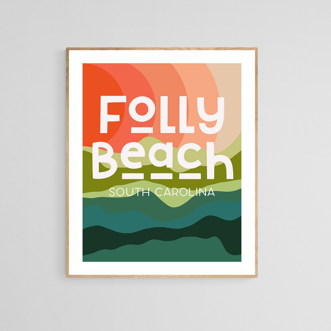 Folly Beach Art Print, South Carolina Art, Charleston Art, Boho Print ...