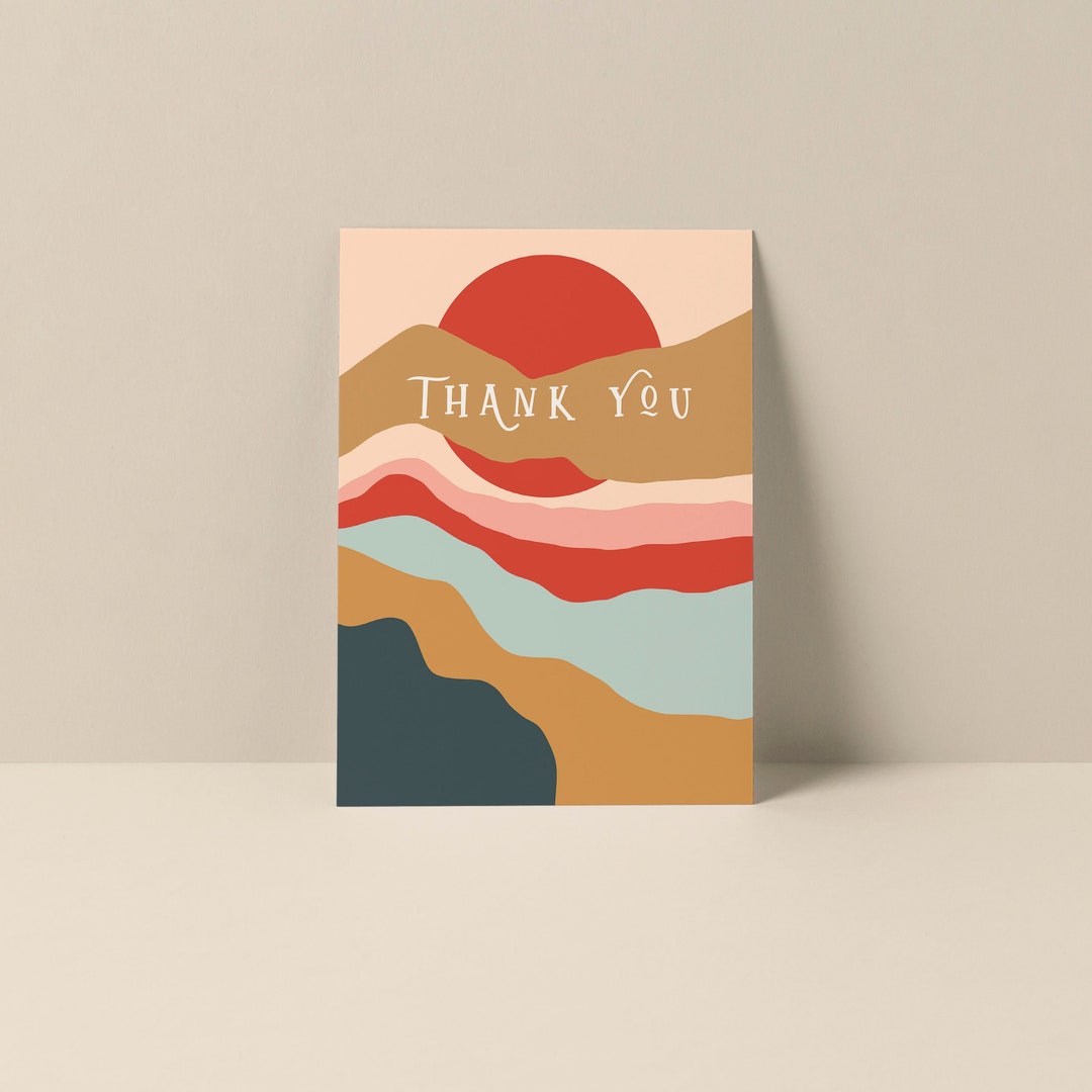 Thank You Card, Mountain Note Card, Sunshine Note Card, Blank Note Card ...
