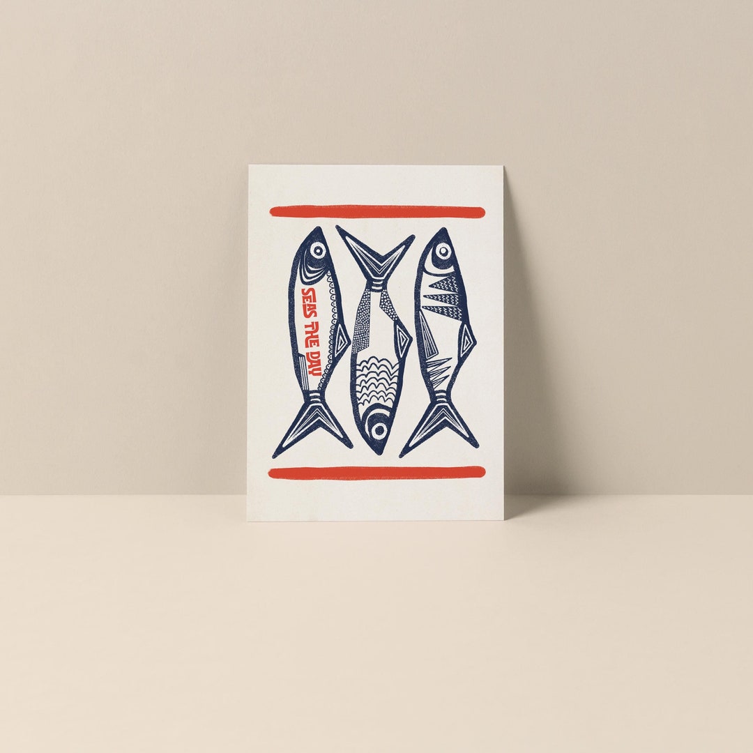 Seas the Day, Sardine Blank Note Card, Blank Card, Note Card, Fish ...