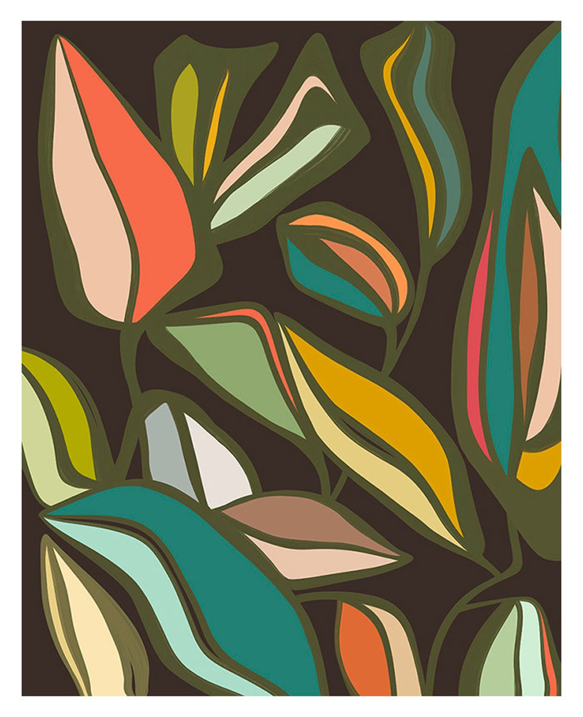 Rainbow Leaf Art Print, Floral Art, Leaf Print, Ficus Leaf Print ...