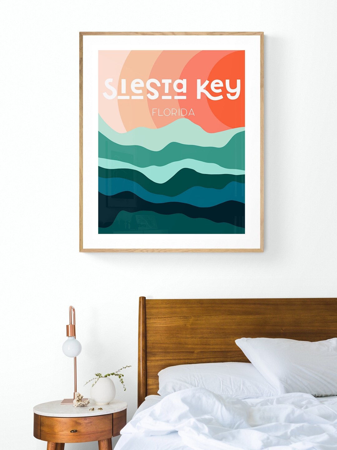 Siesta Key Art Print, Florida Art, Gulf Coast Art, Retro Boho Print ...