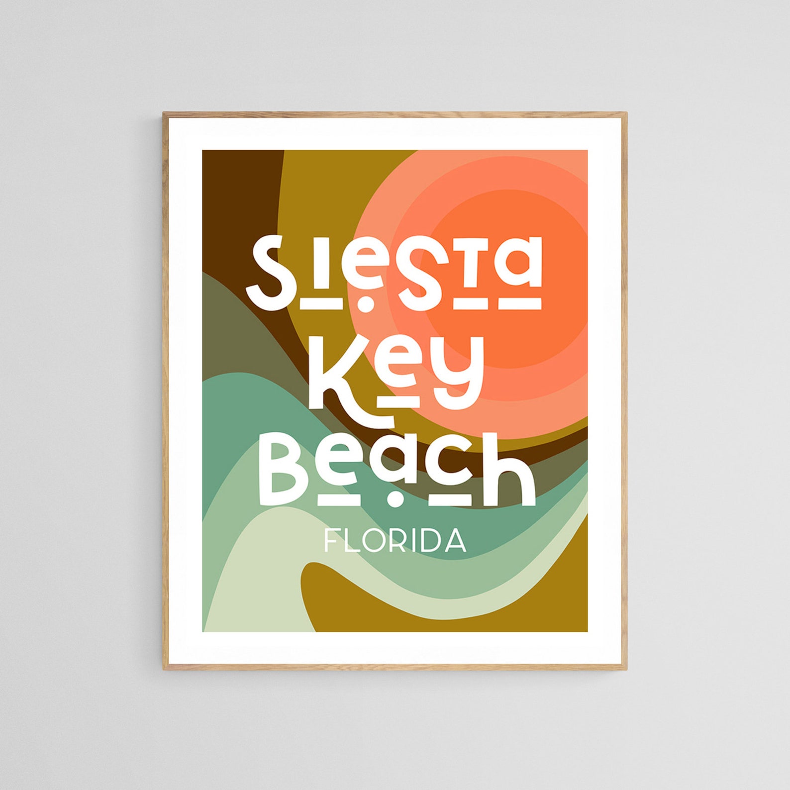 Siesta Key Art Print, Florida Art, Gulf Coast Art, Retro Boho Art Print ...