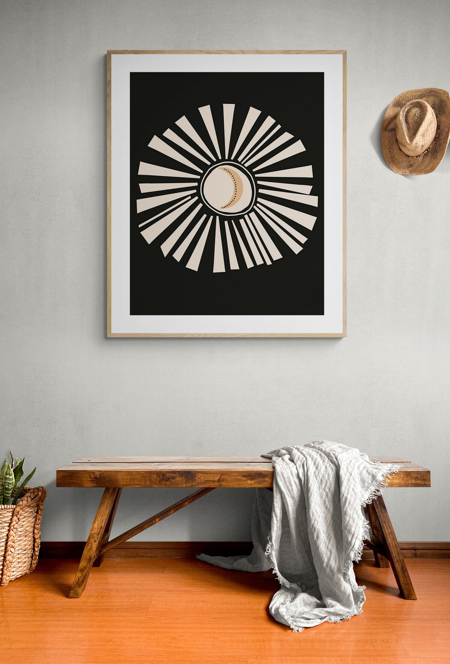 Moon Art, Sun and Moon Art Print, Minimal Drawing, Celestial Print, Sun Art Print, Sun Wall Art ...