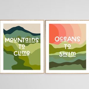 Mountain Wall Art, Ocean Art Print, Discounted Print Set, Set of Prints ...