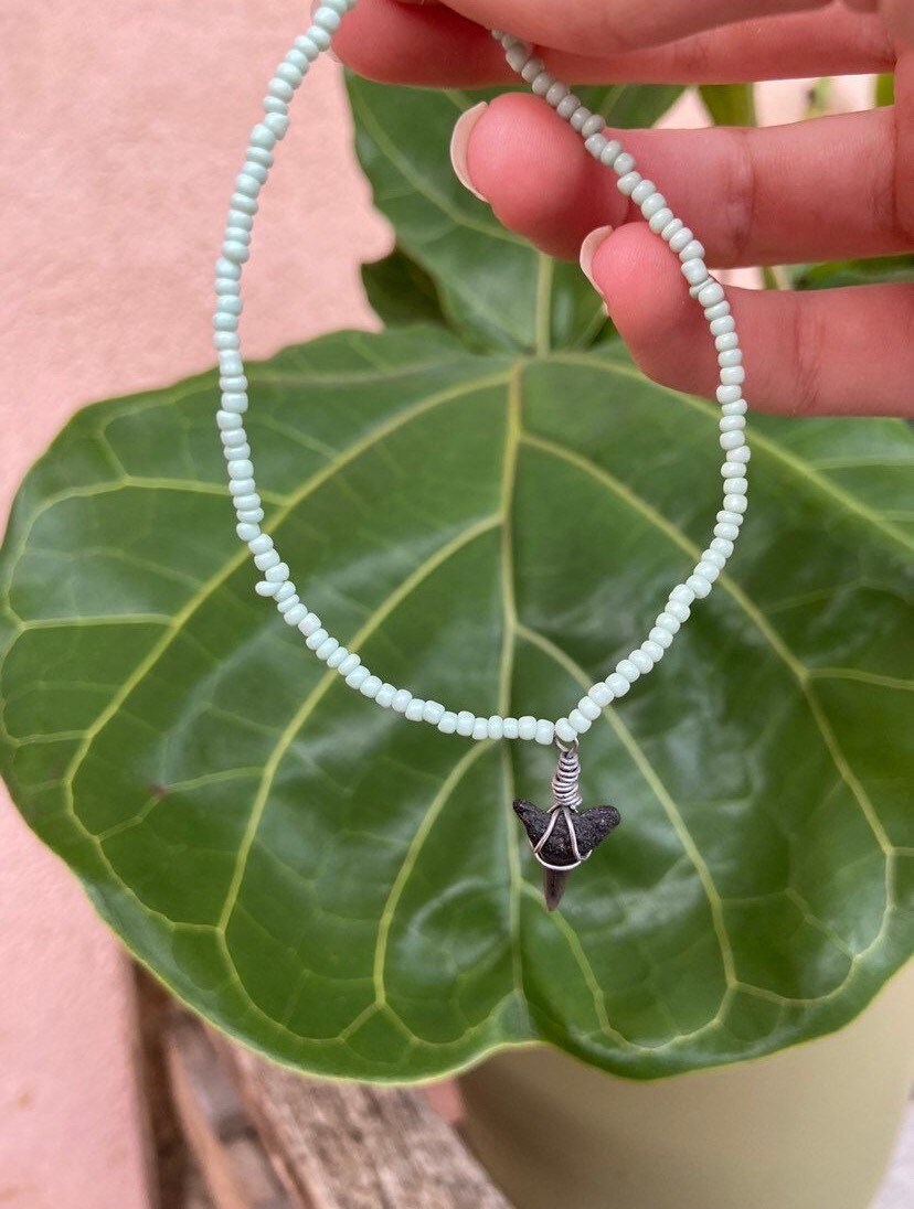 Beaded Anklet, Beachy Anklet, Beaded Body, Gift for Her, Shark Tooth ...