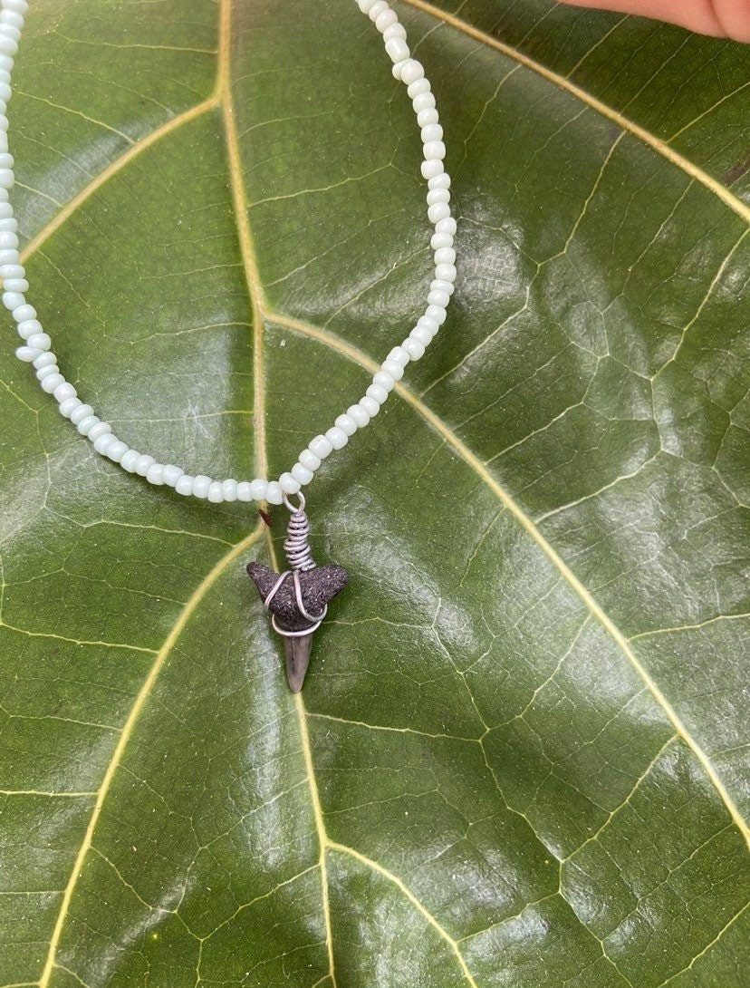 Beaded Anklet, Beachy Anklet, Beaded Body, Gift for Her, Shark Tooth Anklet, Boho Anklet, Ocean ...